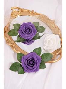 Artificial Flowers 25pcs Real Looking Purple Foam Roses With Stems ...