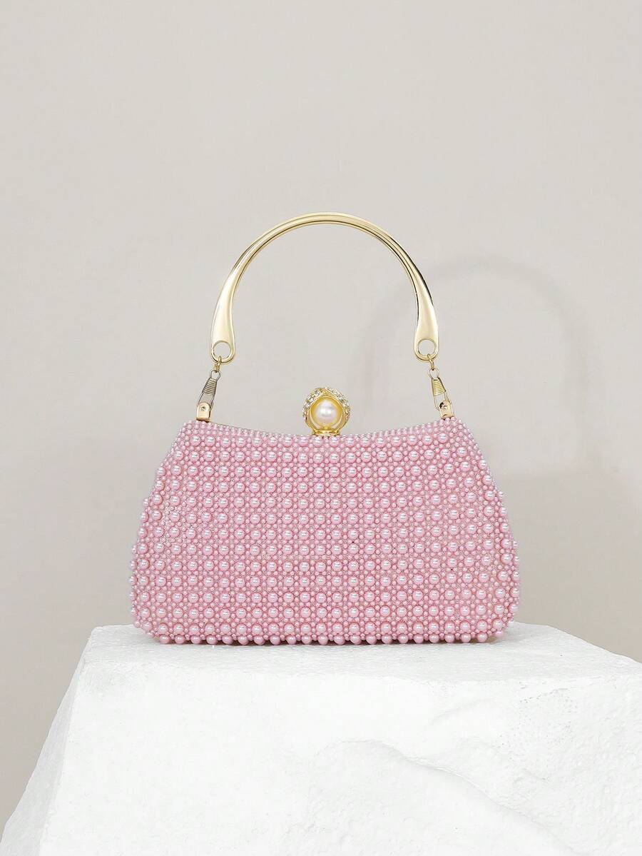 Elegant Pearl Decor Clutch Bag, High-End Formal Dress Handbag Suitable ...