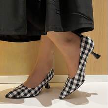 Retro Plaid Pointed Toe High Heels, Commuting Style | SHEIN UK