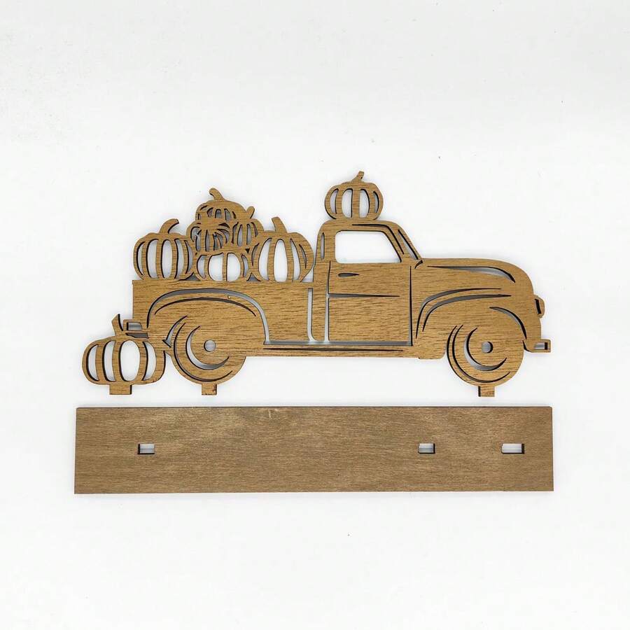 Fall Harvest Decorations Hollow Pumpkin Truck Thanksgiving Wooden Sign ...