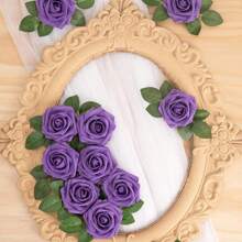 Artificial Flowers 25pcs Real Looking Purple Foam Roses With Stems ...