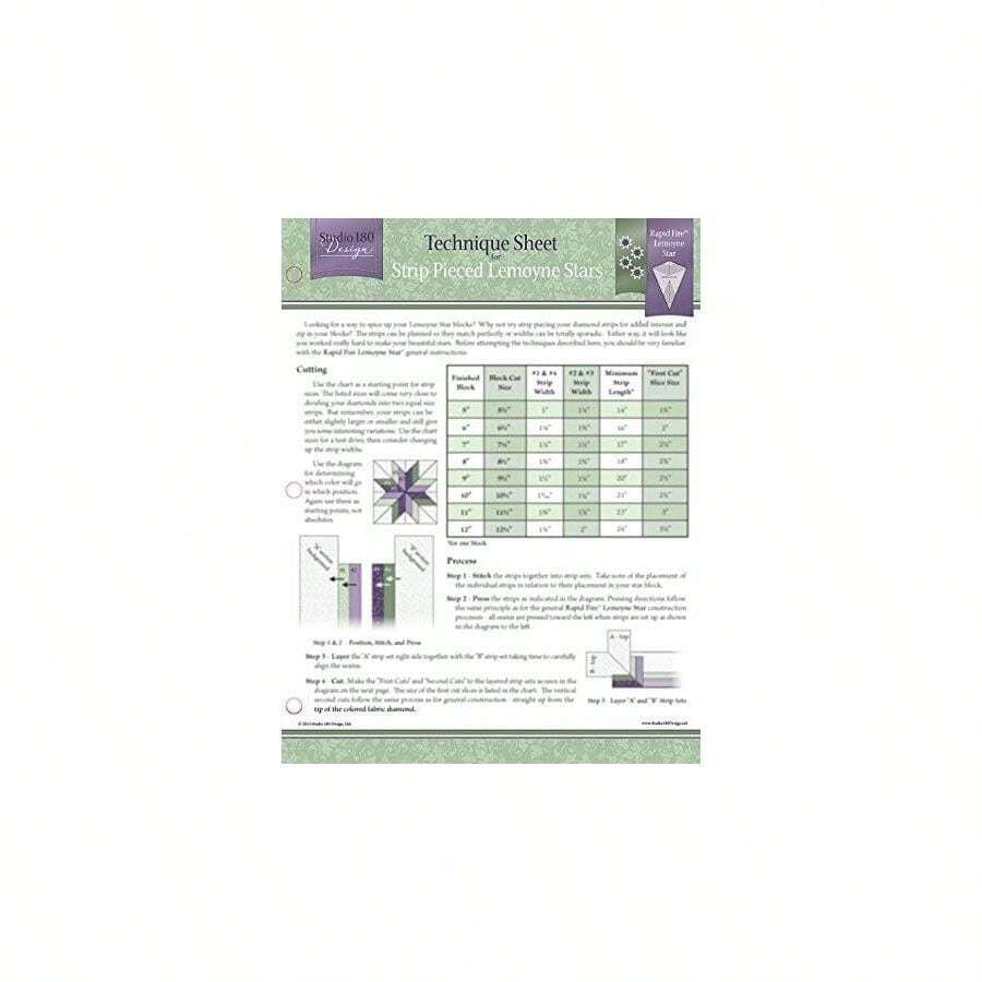 Studio 180 Design Technique Sheet - For Strip Pieced LeMoyne Stars ...