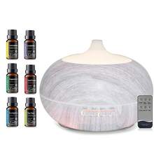 Send 6 Oils,550ml Wood Grain Essential Oil Diffuser, Aromatherapy, 7 ...