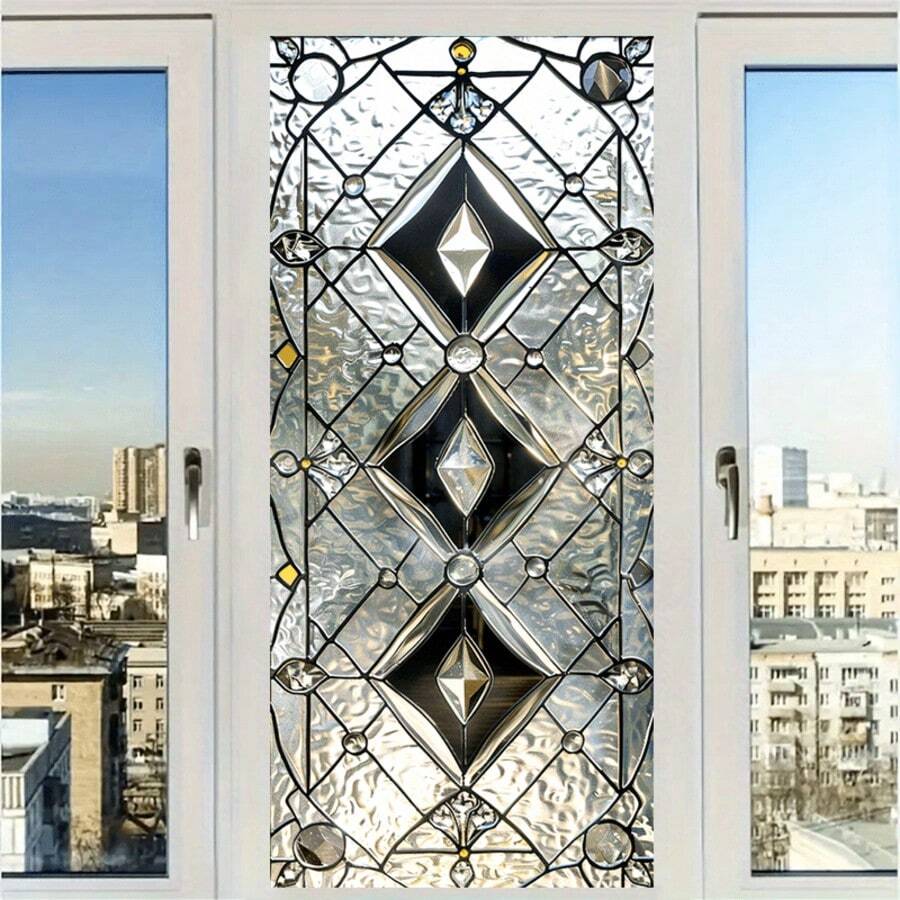 1/3/5/6 Pcs Black Diamond Glass Window Sticker Sunshade Window Film ...