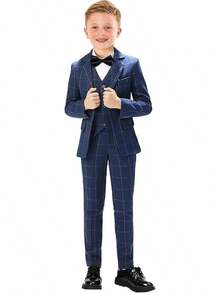 Boy Suits Slim Fit Tuxedo For Boys Plaid Suit Set For Formal Wedding ...