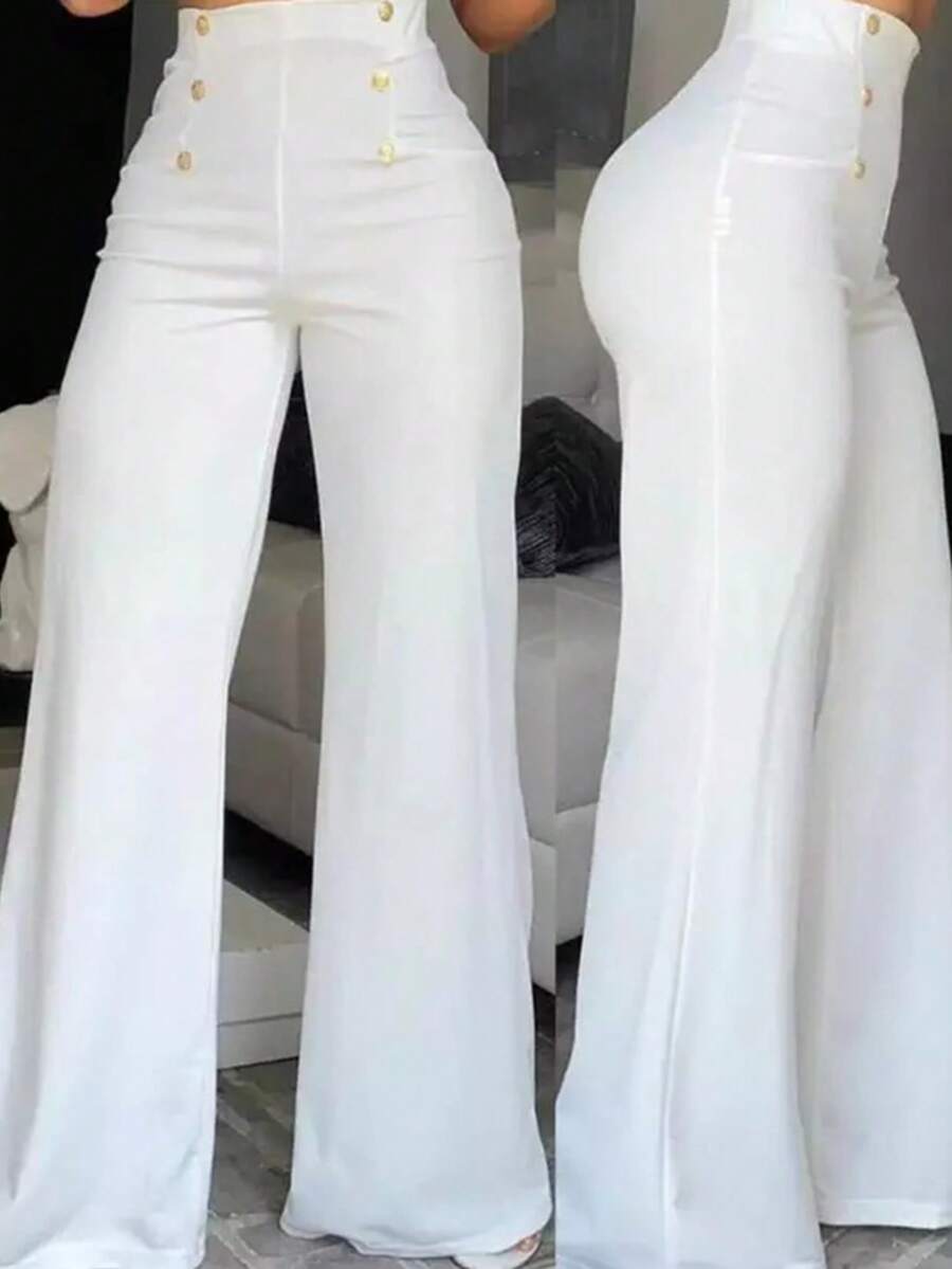 Ladies' 2025 Double Breasted Trumpet Pants | SHEIN USA