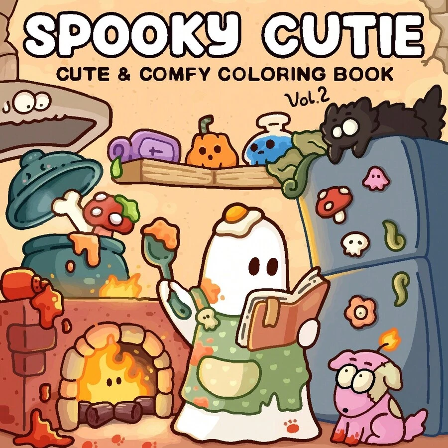 1pc SPOOKY CUTIES 40-Page Adult Coloring Book With Halloween Themed ...