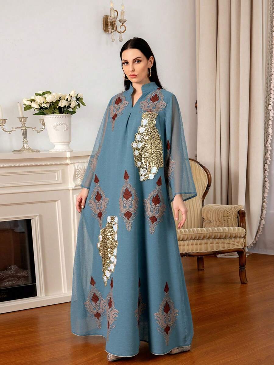 Elegant Beaded Evening Dress, Middle Eastern Formal Dress, Muslim Long ...