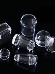 1/2pcs Nail Stamp Double Head With Cover Clear Silicone French Printing ...