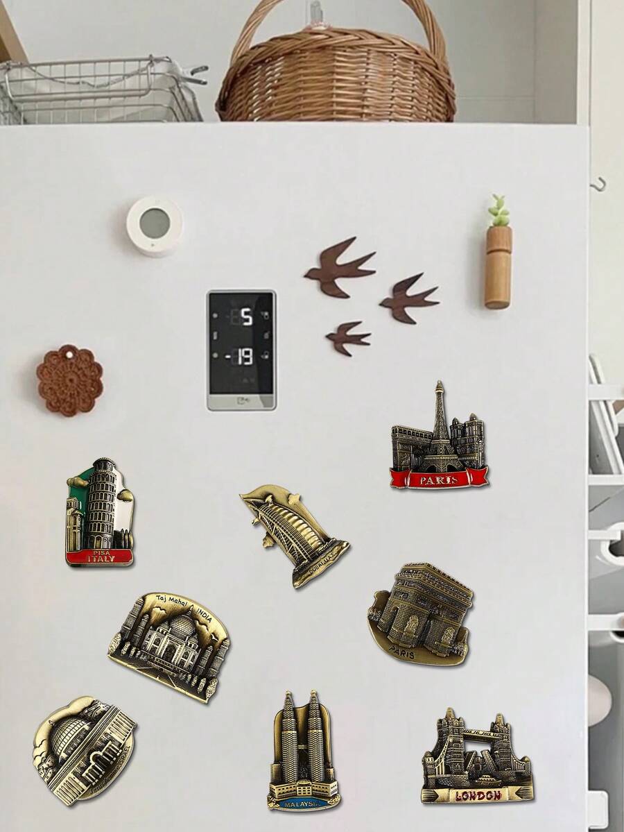 1pc World Travel Fridge Magnet, Metal Magnetic 3D Creative Landscape ...