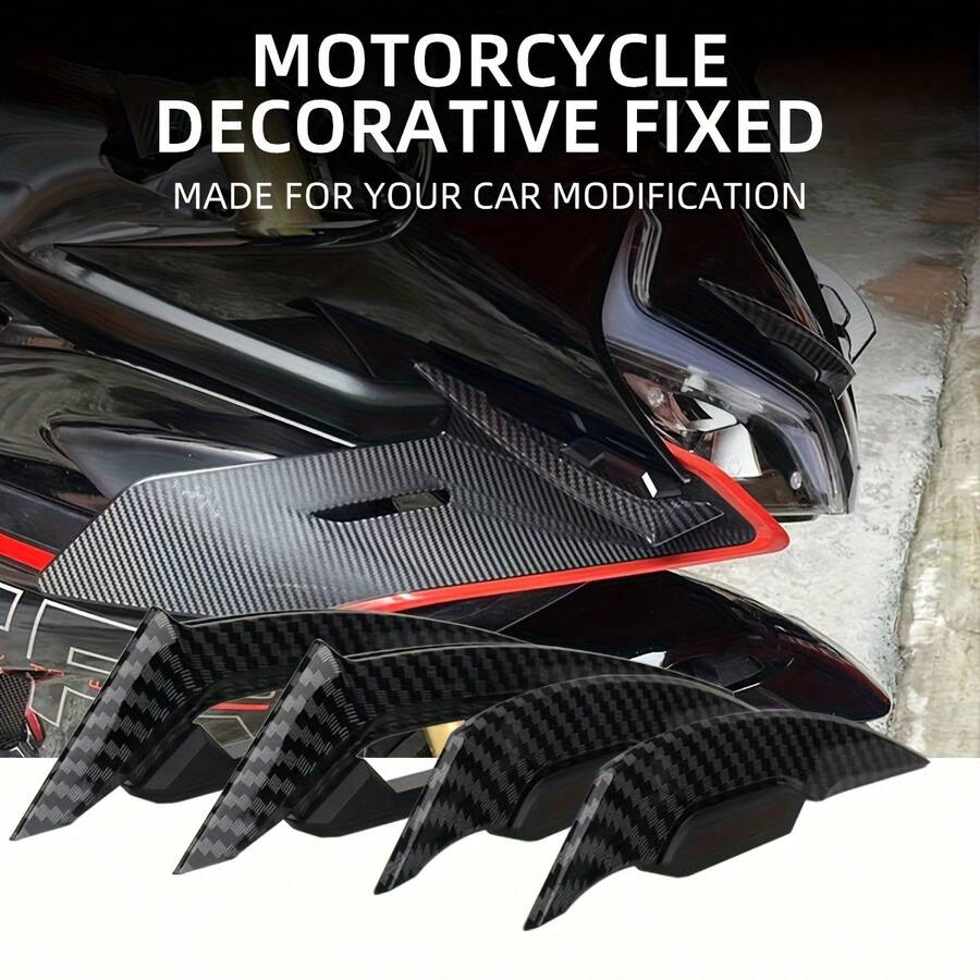 2PCS Universal Fit Carbon Fiber Pattern Motorcycle Side Wings ...