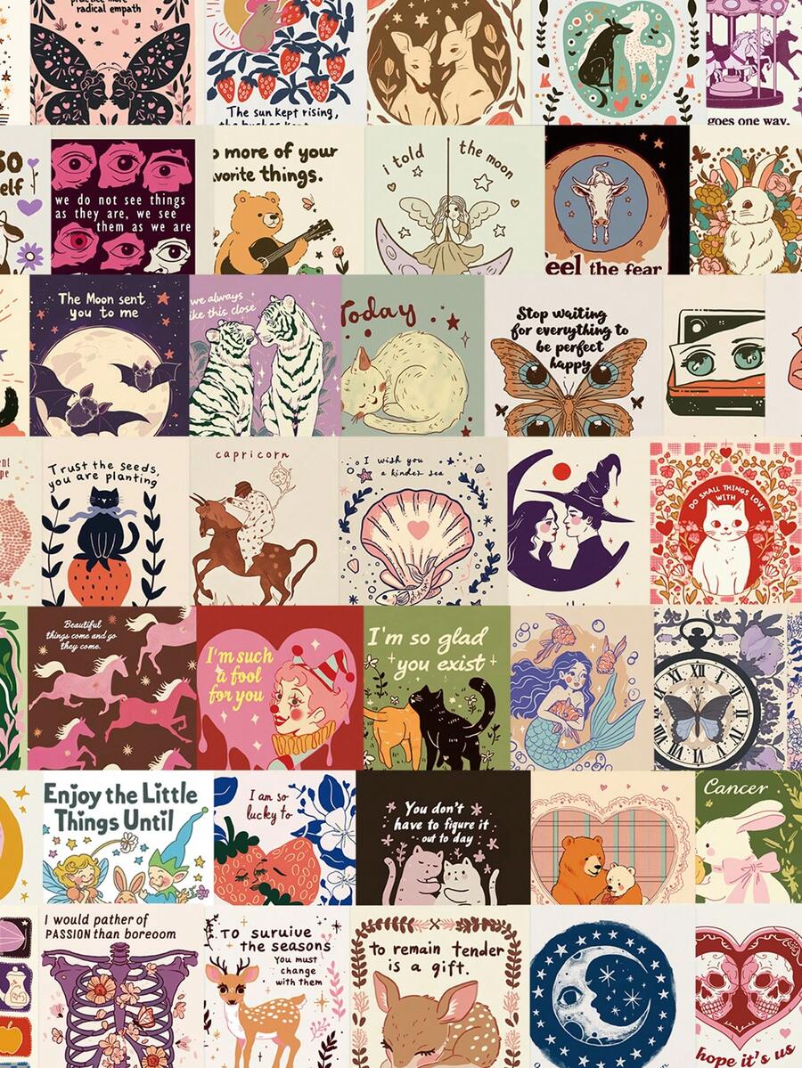 50pcs Inspirational Aesthetics Sticker Sets, Suitable For Laptop ...