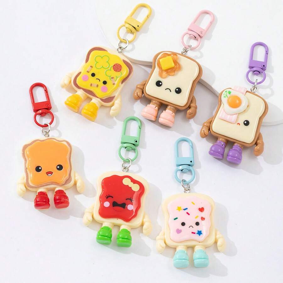 Cute Cartoon Realistic Toast Bread Slice Bag Charm Bag Accessory Winter ...