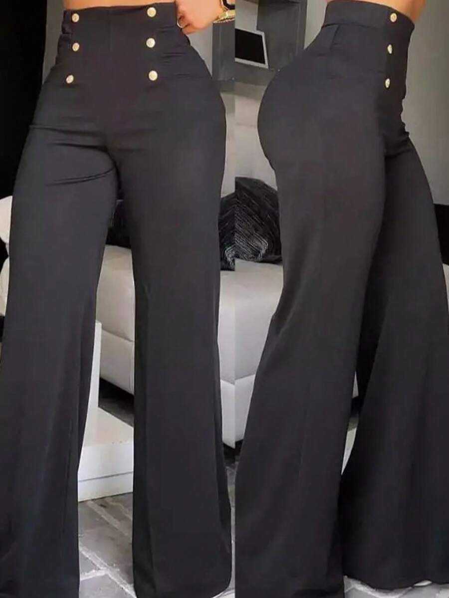 Ladies' 2025 Double Breasted Trumpet Pants | SHEIN USA