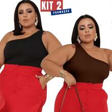 Kit 2 Blusa Regata Mula Manca Ombro Só Plus Size | SHEIN Brasil