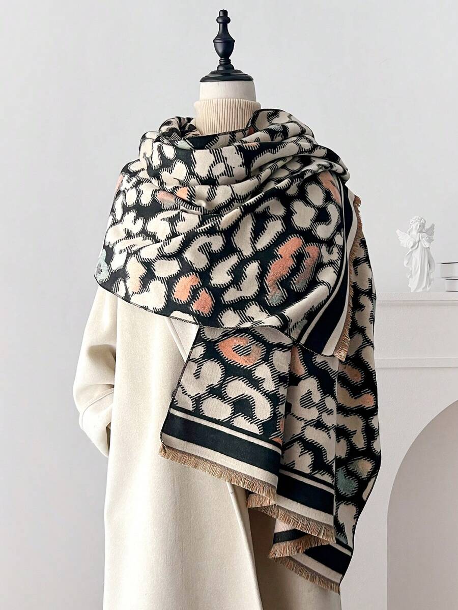 FADZOYLE 1pc Color Leopard Jacquard Scarf Pashmina Shawl Women Men ...