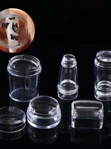 1/2pcs Nail Stamp Double Head With Cover Clear Silicone French Printing ...