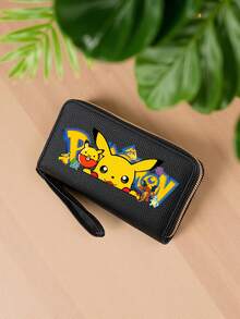 pokemon 1Pc Pikachu Long Zip Wallet With Pikachu Print & Wrist Strap ...