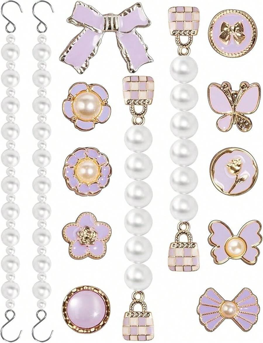 Cute Shoe Charms Girls,Pearl Flower Shoe Charms,Luxury Jewelry Designer ...