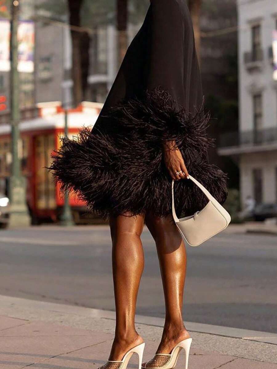 Scacto Vestido holgado con plumas de estilo bohemio, nueva moda para ...