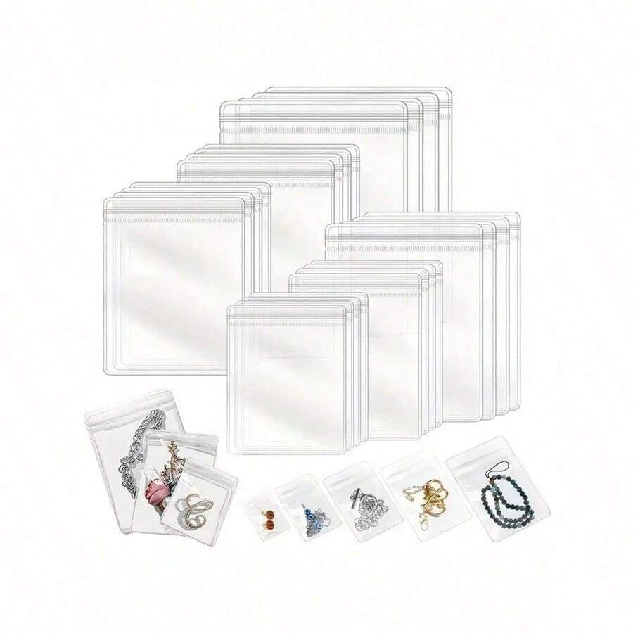 5 PCS Clear Jewelry Anti Oxidation Zipper Bag Plastic Bags For ...
