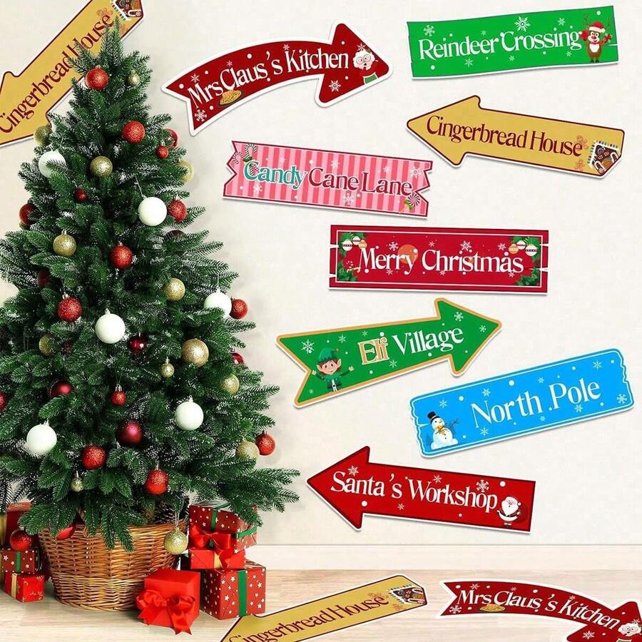 16 Pcs Christmas Arrow Floor Stickers Xmas Street Directional Signs ...