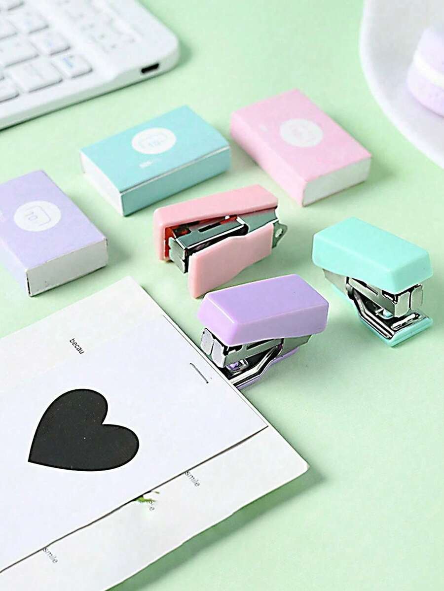 1box Mini Stapler & Staple Set, Cute And Portable Handheld Stapler ...