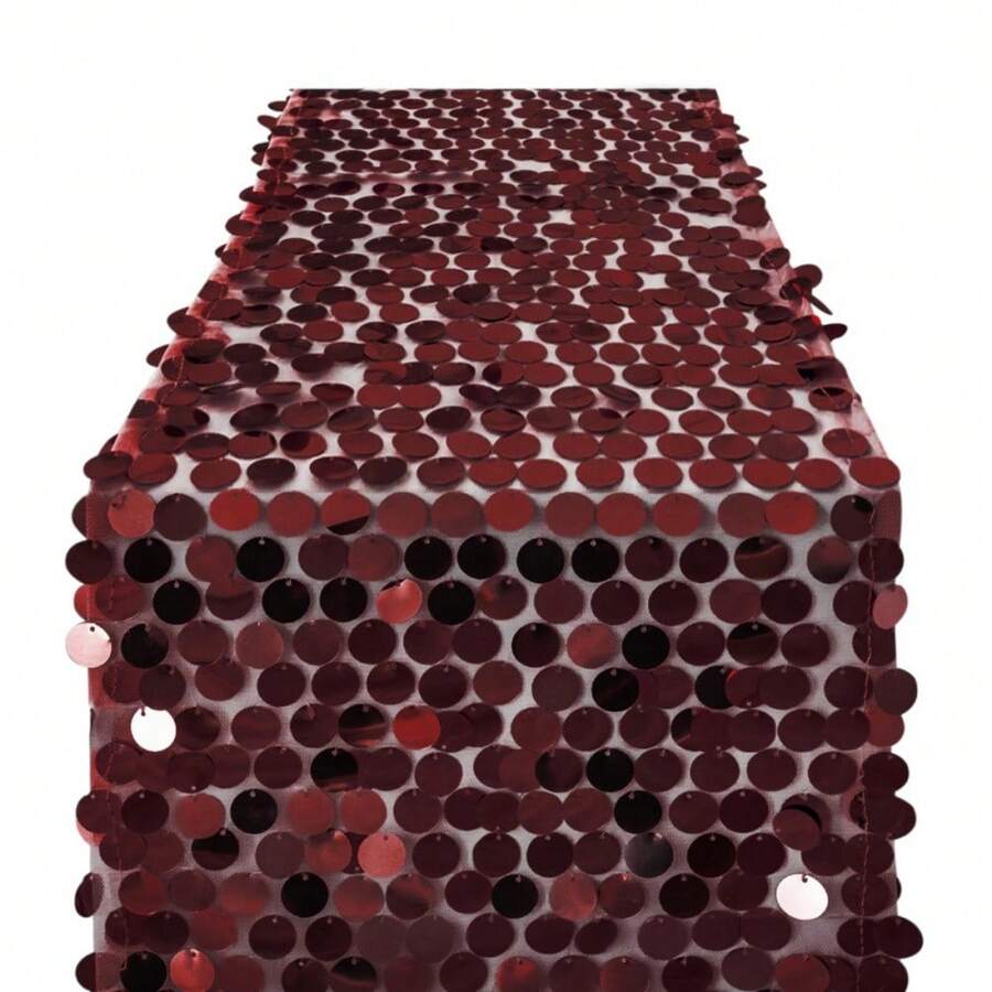 12 X 108 Inch Sequin Table Runner, 1 Pack Wine Red Glitter Premium Big ...