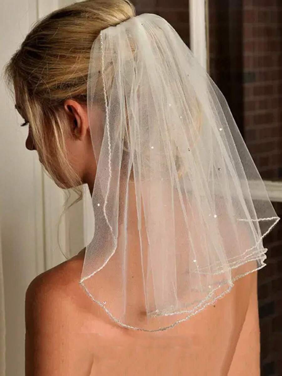 Bridal Wedding Short Veil Hair Clip Headpiece, Pearl Design for Sale ...