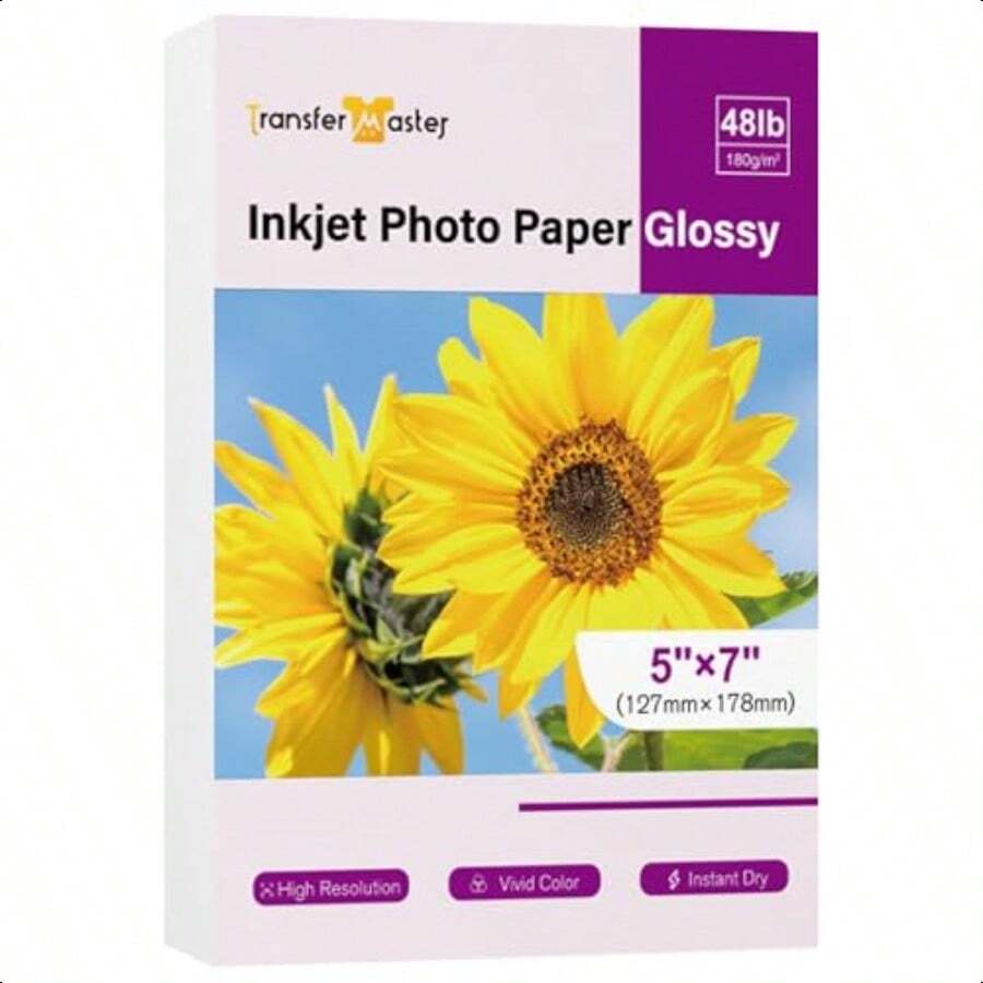 Glossy Inkjet Photo Paper 5X7 Inches 48lb Professional Glossy ...
