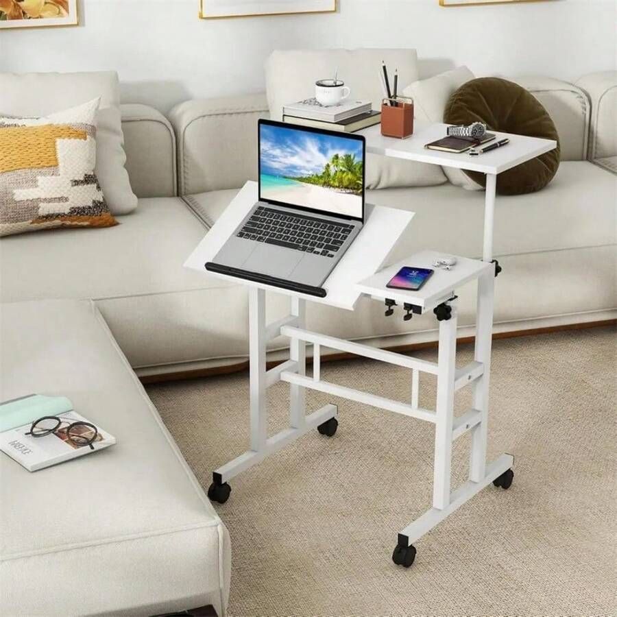 mteryoing Mobile Laptop Sit-Stand Desk, Height Adjustable Standing ...