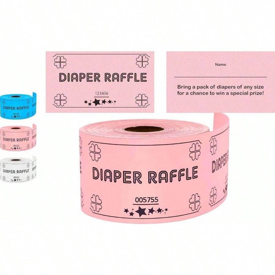 D250 Diaper Raffle Tickets Pink 1 Of 3 Colors For Baby Shower Games ...