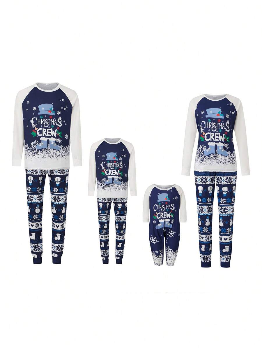 Family Christmas Pajamas Matching Sets Snowman Snowflakes Pattern ...