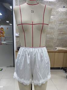 Shorts de satén y seda para mujer con acabado de encaje, shorts mini y ...