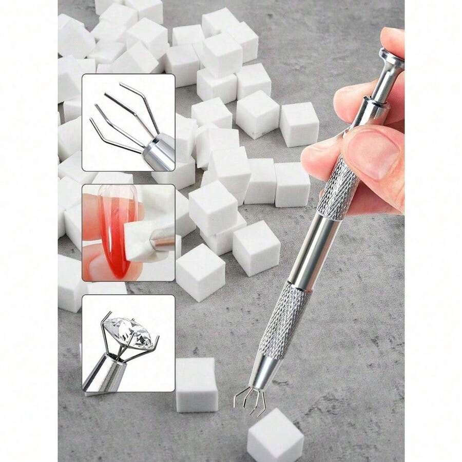 1 Nail Sponge Clip And 50 Sponge Applicators Set Gold And Silver Sponge ...