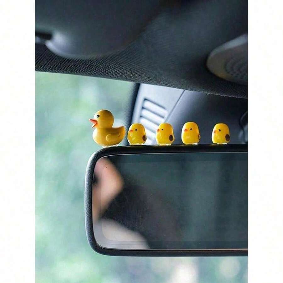 5pcs Mini Cute Duck Screen Center Console Ornaments For Car Rearview ...