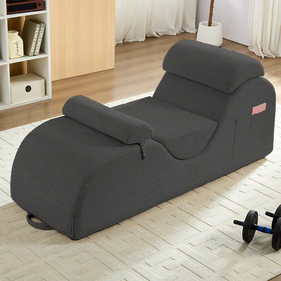 Puremind Yoga Chair For Adult, Velvet Yoga Chaise With Headrest, Waist ...