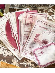 20 ชิ้น/ล็อต แผ่นจดบันทึก กระดาษวัสดุ วินเทจ Toppan ลายนูน ขอบดอกไม้ ...