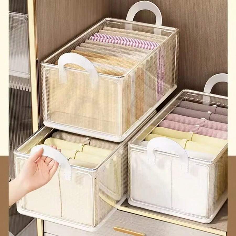 XIESHOU 1pc See-Through Large Capacity Storage Box, Minimalist PVC ...