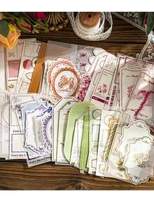 20 ชิ้น/ล็อต แผ่นจดบันทึก กระดาษวัสดุ วินเทจ Toppan ลายนูน ขอบดอกไม้ ...