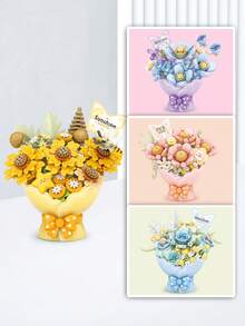 LOZ Kleinteilige Baustein Rosenstrauß Set, süßes Sonnenblumen Baustein ...