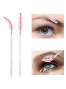 100PCS Crystal Pink Eyelash Brushes, Mascara Wands With Container ...