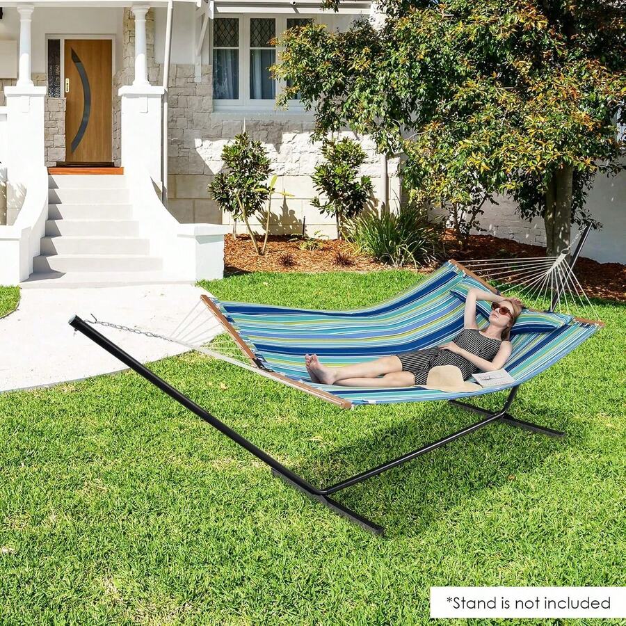 10.5FT Double Hammock, Heavy Duty Outdoor Hammock With Curved Spreader ...