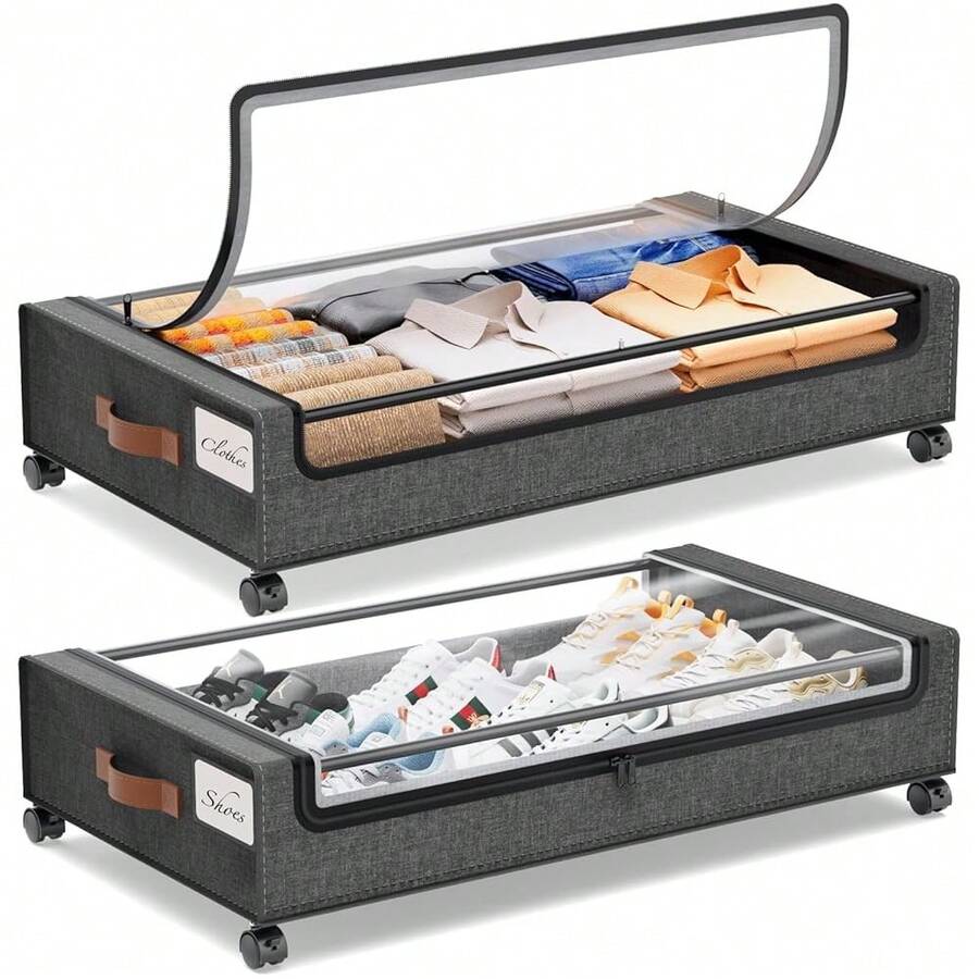 Under Bed Storage With Wheels, 2Pa Under Bed Storage Containers ...