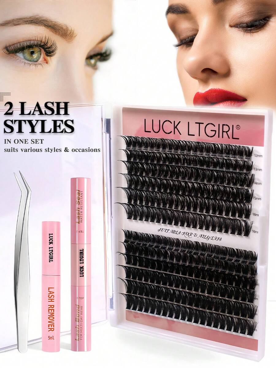 240PCS Cluster Lashes Kit 2 Versatile Styles Individual Extension– With ...