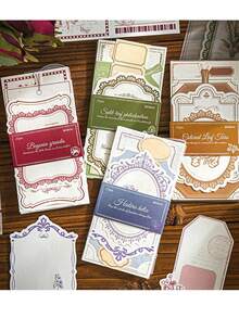 20 ชิ้น/ล็อต แผ่นจดบันทึก กระดาษวัสดุ วินเทจ Toppan ลายนูน ขอบดอกไม้ ...