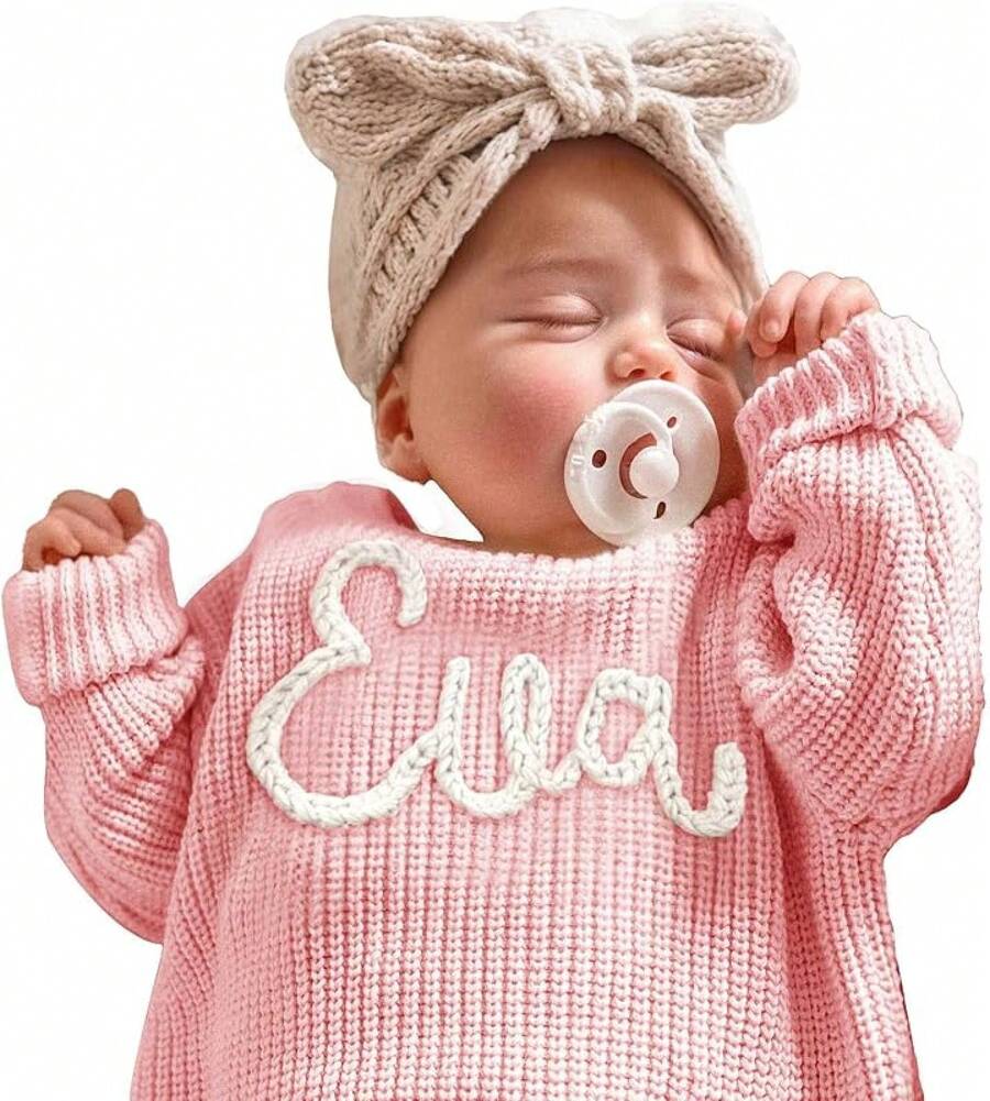 Personalized Baby Knit Sweater, Custom Baby Sweater With Hand ...