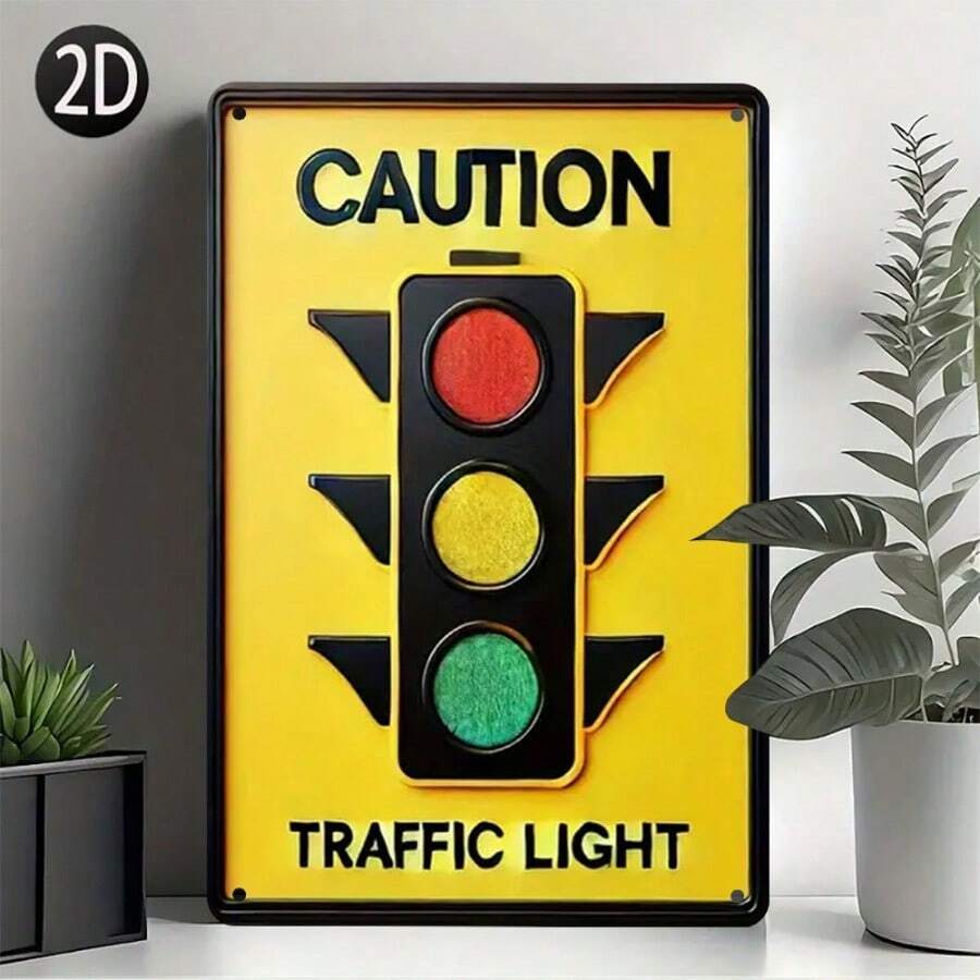1pc Traffic Light Caution Style 8*12 Inch Aluminum Sign For Traffic ...