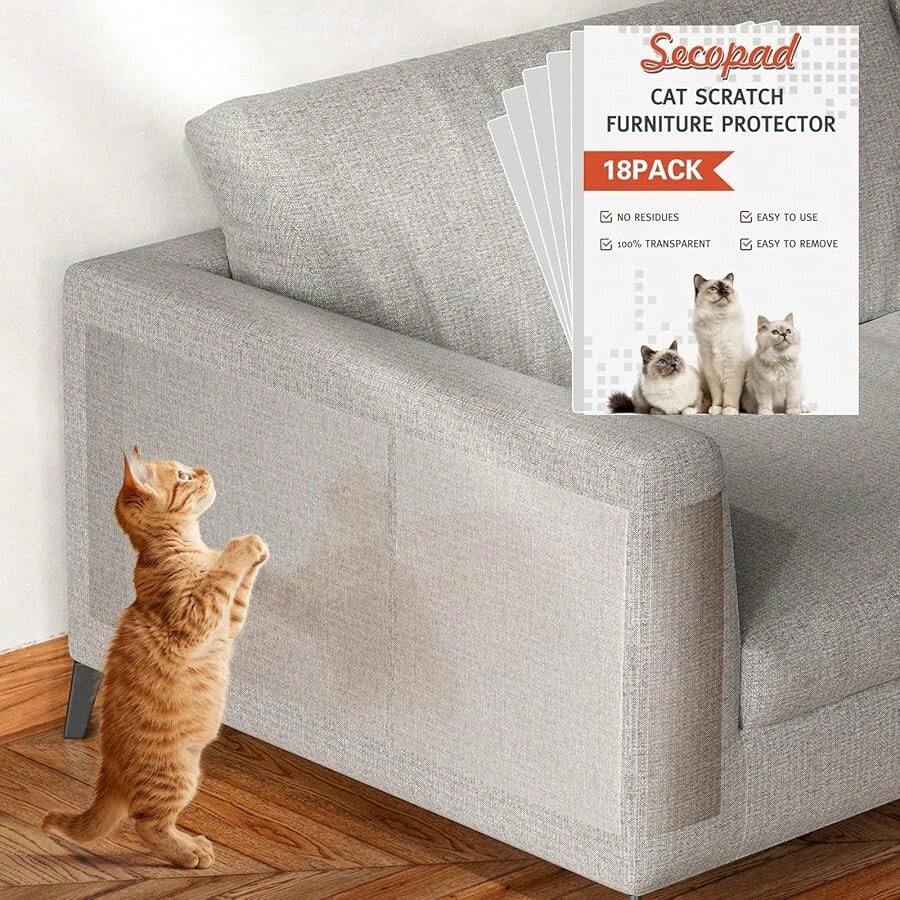 18 Pcs Large Cat Scratch Furniture Protector, Transparent Couch ...