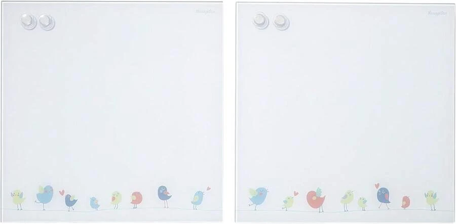 MessageStor Magnetic Dry-Erase Glass Board With Magnets, 17.5in X 17 ...